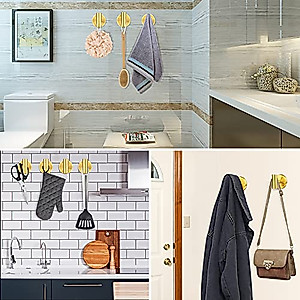 Towel Hooks, 4 Packs Powerful Heavy-Duty Wall Hooks,Premium 304 Stainless Steel Towel Hook,Coat Hooks,Towel Hook for Wall Mounted, Gold Towel Hooks Bathroom,Bathroom Hooks for Bath Towels