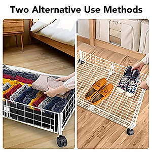 Under Bed Storage with Wheels,Under Bed Storage Containers,Underbed Storage Containers,Under Bed Shoe Storage Organizer Drawer,Under the Bed Storage Containers for Bedroom Clothes Shoes Blankets -2PC