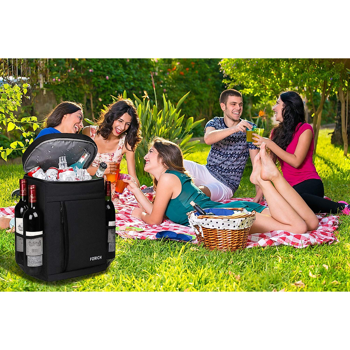 FORICH Soft Cooler Backpack Insulated Waterproof Backpack Cooler Bag Leak Proof Portable Small Cooler Backpacks to Work Lunch Travel Beach Camping Hiking Picnic Fishing Beer for Men Women