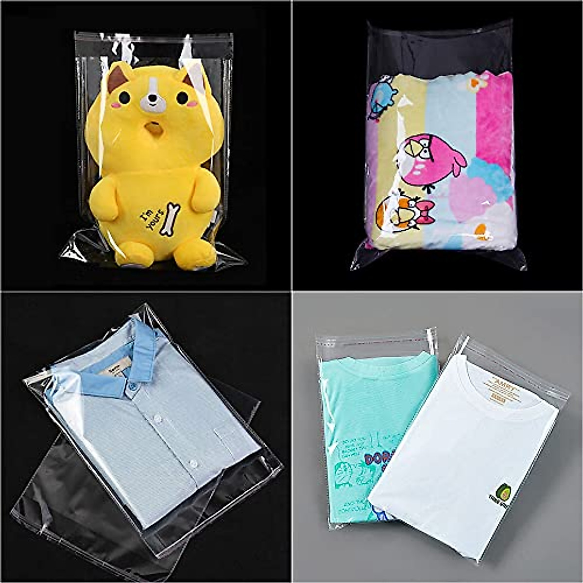 Clear Poly Bags 18x24 100ct Self Seal Cello Bags Self-Adhesive 1mil for Apparel Clothing Gifts 11 Sizes to Choose from