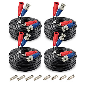 SHD 4Pack 100Feet BNC Vedio Power Cable Camera Video BNC Cable Wire Cord for Surveillance CCTV Security System with Connectors(BNC Female and BNC to RCA)