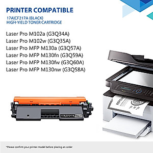 CF217A 17A Black Toner Cartridge with Chip Two Pack | 17A Black Ink Remanufactured Replacement for HP 17A Toner for Laser Pro M102a, M102w; Pro MFP M130a, M130fn, M130fw, M130nw Printer | CF217AD