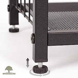 BWOORACKU Shoe Rack, 4-Tier Shoe Organizer with Guardrails, Heavy-Duty Metal Mesh Shelves & Rustic Wooden Top for Stylish Closet & Front Door Storage