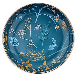Goporcelain Jewelry Ring Dish Tray Boho Ceramic Decorative Trinket Dish Organizer for Rings Earrings Necklaces Bracelet Watch Keys Plate Small Round Ring Holder Gift for Women Engagement