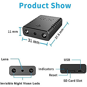 Smallest WiFi Spy Hidden Camera Mini Wireless Camera HD Indoor Home Smallest Spy Nanny Cam Security Cameras with Motion Detection/Night Vision/Cloud Storage for iPhone/Android Phone/iPad/PC