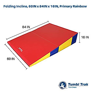 Tumbl Trak Folding Incline Cheese Mat, Primary Rainbow, 24 in x 48 in x 14 in