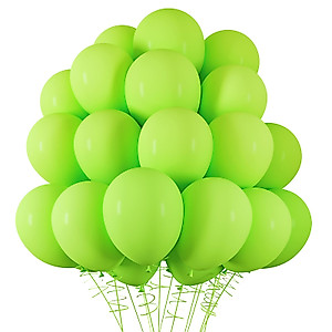 RUBFAC Lime Green Balloons Latex Party Balloons, 100pcs 12 Inch Green Balloons for Party Decoration Like Birthday Party, Graduation, Wedding, Baby Shower, Gender Reveal (with Green Ribbon)
