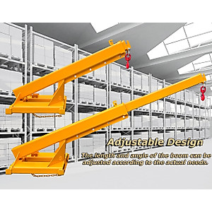 INTSUPERMAI Forklift Mobile Crane Adjustable Forklift Crane Attachment with Truss Hoist Jib Boom Hook for Extension Attachment Equipment 2 Ton / 4400 LB