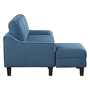 OSP Home Furnishings Lester Chaise Sleeper Sofas, Blue