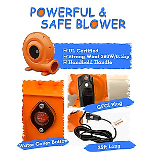 ACTION AIR Bounce House, Inflatable Hot Air Balloon Bouncer with Air Blower, Jumping Bouncy Castle with Slide for Outdoor and Indoor, Love for Kids