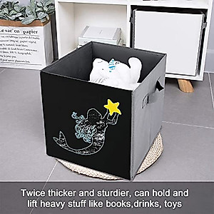 Mermaid Collapsible Storage Bins Basics Folding Fabric Storage Cubes Organizer Boxes with Handles