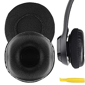 Geekria QuickFit Protein Leather Replacement Ear Pads for Logitech H390, H600, H609, Headphones Earpads, Headset Ear Cushion Repair Parts (Black)