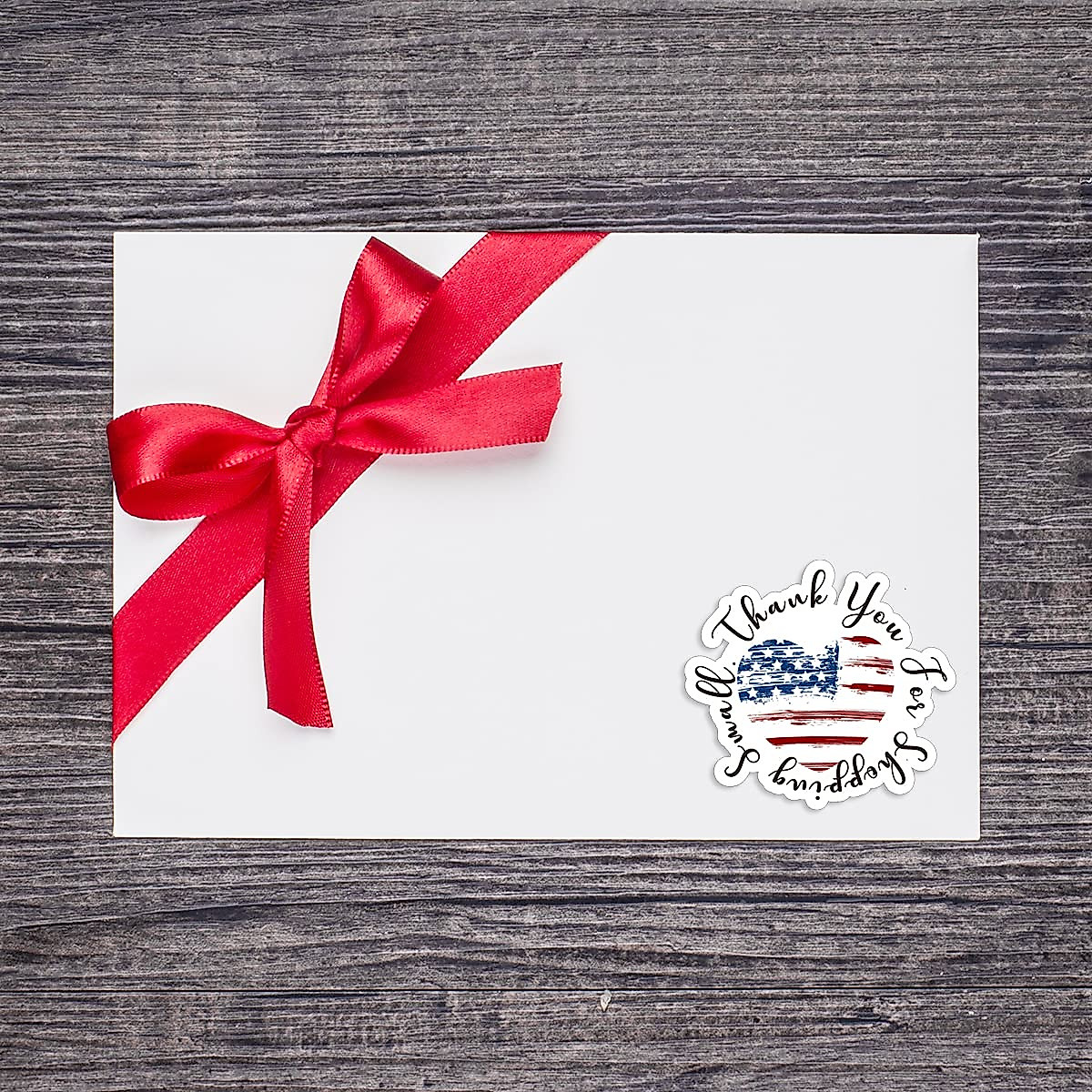 Wailozco 1.5'' America Flag Heart Thank You for Shopping Small Stickers,Handmade Stickers,Business Stickers,Envelopes Stickers for Online Retailers,Handmade Goods,Small Business,500 Labels Per Roll