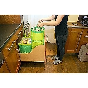Great Useful Stuff Set of 2: G.U.S. Recycle Bins for Home and Office - Waterproof, Tall with Extra Sturdy Handles. Durable, Washable, Affordable Recycle Bags