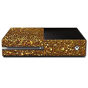 MightySkins Skin Compatible with Microsoft Xbox One Console Case wrap Cover Sticker Skins Gold Glitter