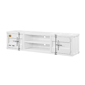 Acme Cargo 2-Door Metal Frame TV Stand with Shelves in White