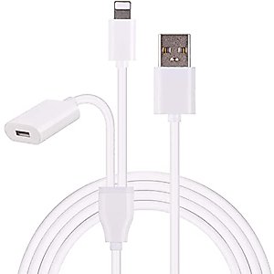 Charger Adapter for Apple Pencil Adapter Compatible with iPad Pro Pencil Accessories Male to Female Flexible Connector 2in1 Charging Cable 150CM