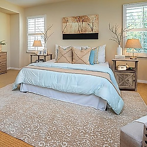 JOINHOM Farmhouse Nightstand Bedroom, End Table with Barn Door and Shelf, Wooden Side Table for Living Room, Office, Bedroom