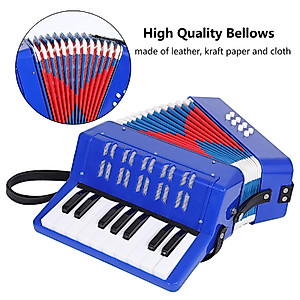 AIMEIS Accordion 17 Piano Keys 8 Bass Button Kids Accordian,Musical Instrument Mini Accordion (Blue)