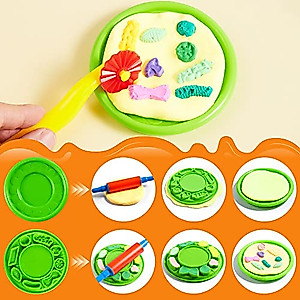 Joyin 44 Pieces Play Dough Accessories Set for Kids, Playdough Tools with Various Plastic Molds, Rolling Pins, Cutters