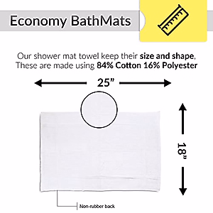 GOLD TEXTILES 12 Pack New Cotton Blend Economy White Hotel Bath Mat Towel (18x25 Inches) Light Weight Quick Drying & Machine Washable - Hotel Supplies Shower Bath Mat Towel