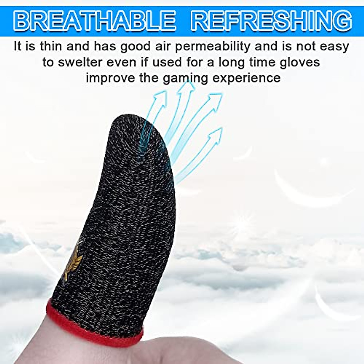 IUGGAN PUBG Mobile Finger Sleeve Thumb Gaming Gloves [10 Pack], Silver Fiber Anti-Sweat Cell Phone Finger Sleeve for Call of Duty Mobile/Rules of Survival for iPhone,Android,ipad