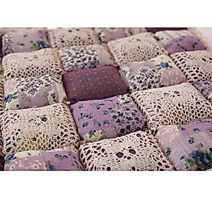 Uniuooi Floral Seat Pad Cushion with Ties, Ideal for Dining Chair Garden Kitchen Office School, Car Seat Mat Pet Bed, Size 15.7 x 15.7 inch/40 x 40 cm Purple Floral