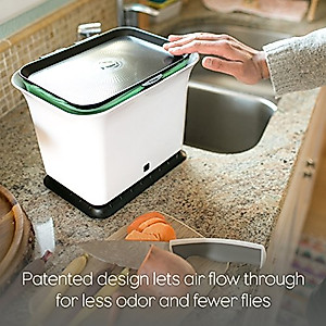 Full Circle Fresh Air Odor-Free Kitchen Compost Bin, Green Slate