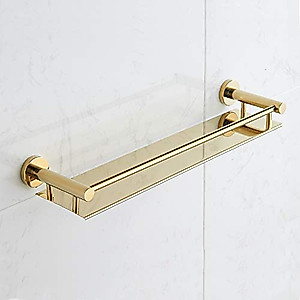 BGL Stainless Steel 304 Shelf Bathroom Shelf 19.6 Inch Wall Mount (Gold)