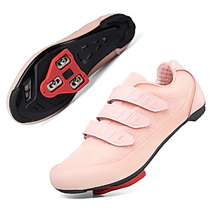 Mens Womens Indoor Cycling Shoes Compatible with Peloton Bike Shoes Cycling Shoes with Delta Cleats Clip Outdoor Pedal SPD Road Bike Shoes,Pink