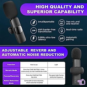 Dienmern Wireless Microphone for Microphone for Video Recording Lapel Lavalier Podcast Tiny Cordless Lav Portable Professional External Interview Clip On Microphone Wireless