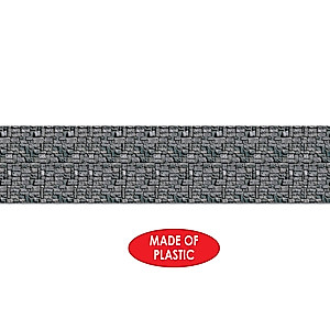 Beistle Brick Stone Wall Photography Backdrop Textured Look Photo Op Background for Weddings-Halloween Party Decorations, 4' x 30', Gray/Black