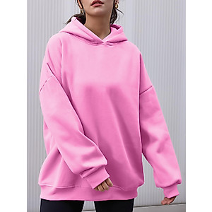 AUTOMET Womens Oversized Hoodies Fleece Sweatshirts Hooded Pullover 2024 Fashion Fall Clothes Trendy Outfits Winter Sweater Pink