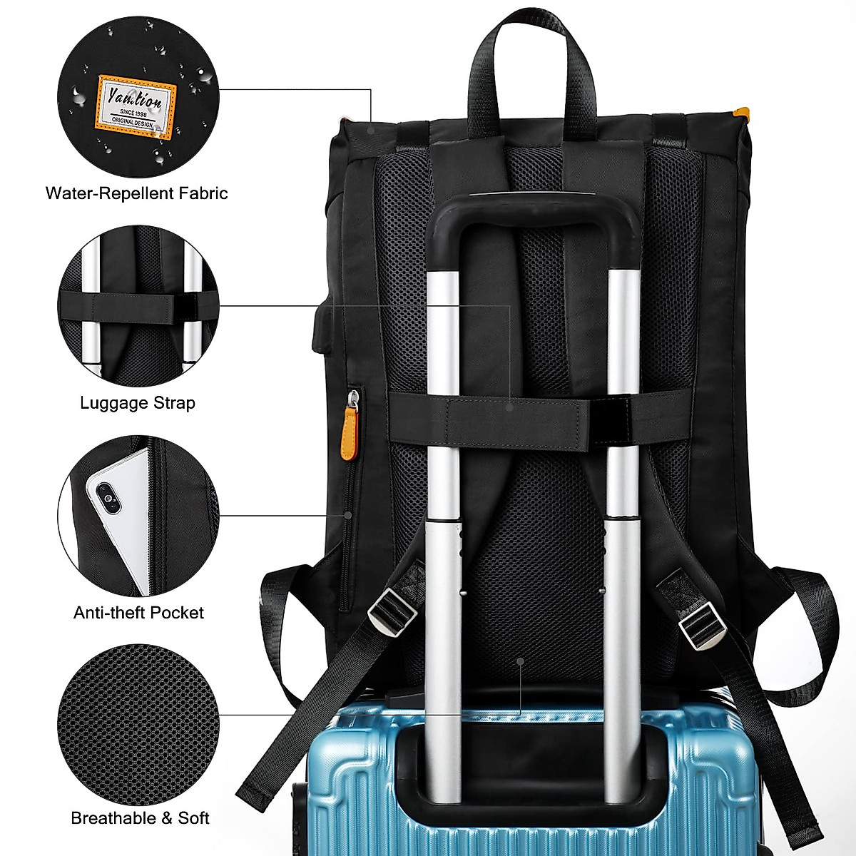 YAMTION 17 inch Laptop Backpack College Bookbag High School Backpack for Girls & Boys Teenagers,Backpack Business Laptop Knapsack with USB Charging Port for Women & Men