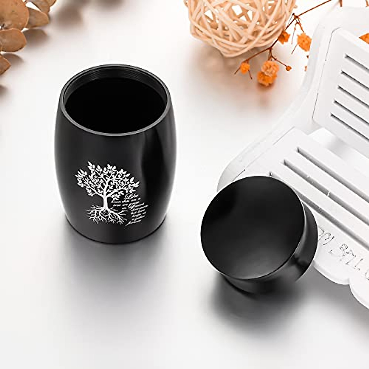 Small Urn for Ashes 3 Inches Mini Tree of Life Aluminum Urn for Human Ashes Cremation Funeral Ash Holder - Like Branches on a Tree we Grow in Different Direction，but Love Keeps us Together Forever