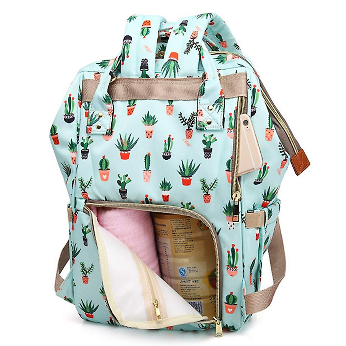 Large Capacity Baby Diaper Bag Backpack Waterproof Travel Nappy Diaper Bags Cute for Girls Boys (Potted Plants)