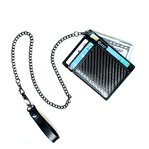 Minimalist Carbon Fiber RFID Blocking Anti-Theft Wallet w/Removable Chain