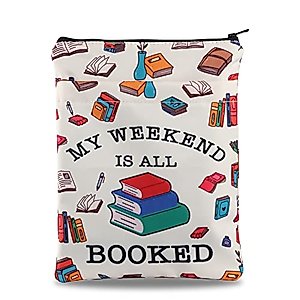KUIYAI Book Reading Lovers Book Sleeve Bookworm Bookaholic Book Cover Librarian Book Sack Gift My Weekend Is All Booked Zipper Pouch Gift For Bookish (WeekBookBS)