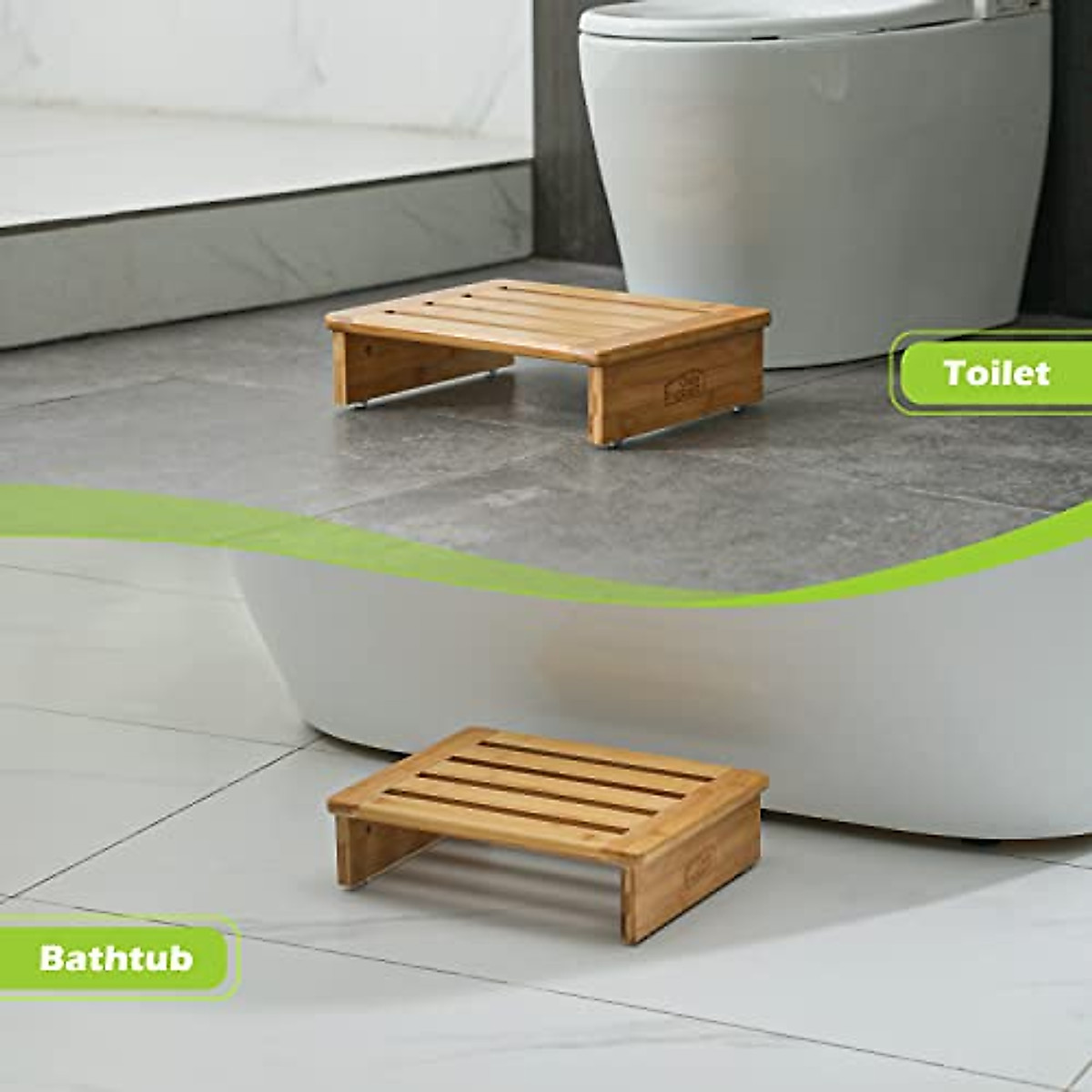 OasisCraft One Step Stool 4 Inch, Bamboo Platform Safety Step for Elderly, Mobility Half Step Stool Portable Step Riser, Stepping Stool Foot Stool for Stairs, Cars, Bedside, Bathroom, Kitchen (450 Lb)