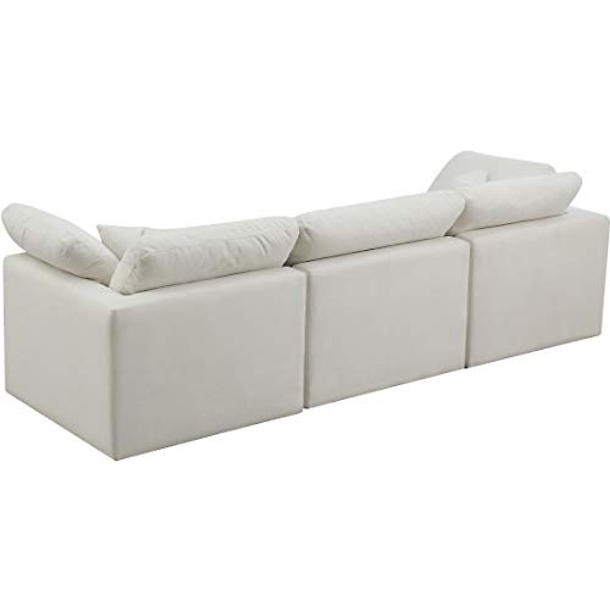 Meridian Furniture 602Cream-S105 Plush Collection Contemporary Down Filled Comfort Overstuffed Velvet Upholstered Modular Sofa 3-Seater Cream