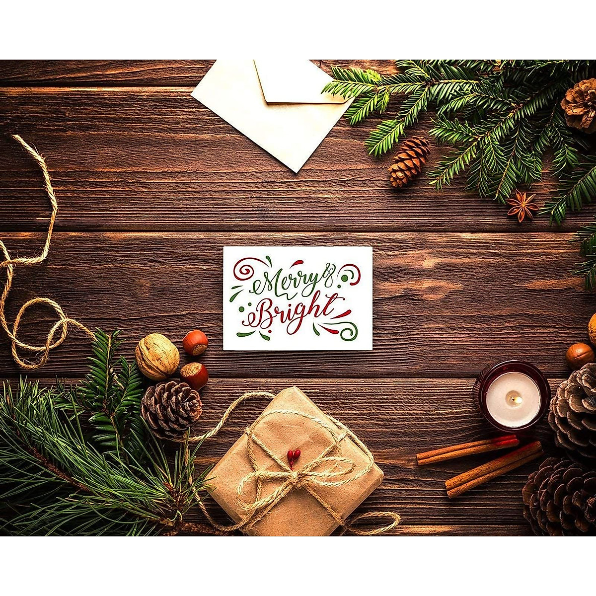 48 Pack of Christmas Winter Holiday Family Greeting Cards - Assorted Christmas Greetings Red Green Design - Boxed with 48 Count White Envelopes Included - 4.5 x 6.25 Inches