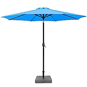 Greesum 9FT Patio Umbrella Outdoor Market Table Umbrella with Push Button Tilt, Crank and 8 Sturdy Ribs for Garden, Lawn,Backyard & Pool,Blue