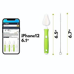 Carebabymore 8 Piece Sponge Nipple Bottle Brushes, Baby Bottle Brush with 3 Piece Nipple Cleaner, 3 Piece Replacement Heads and 2 Piece Straw Brushes, Green