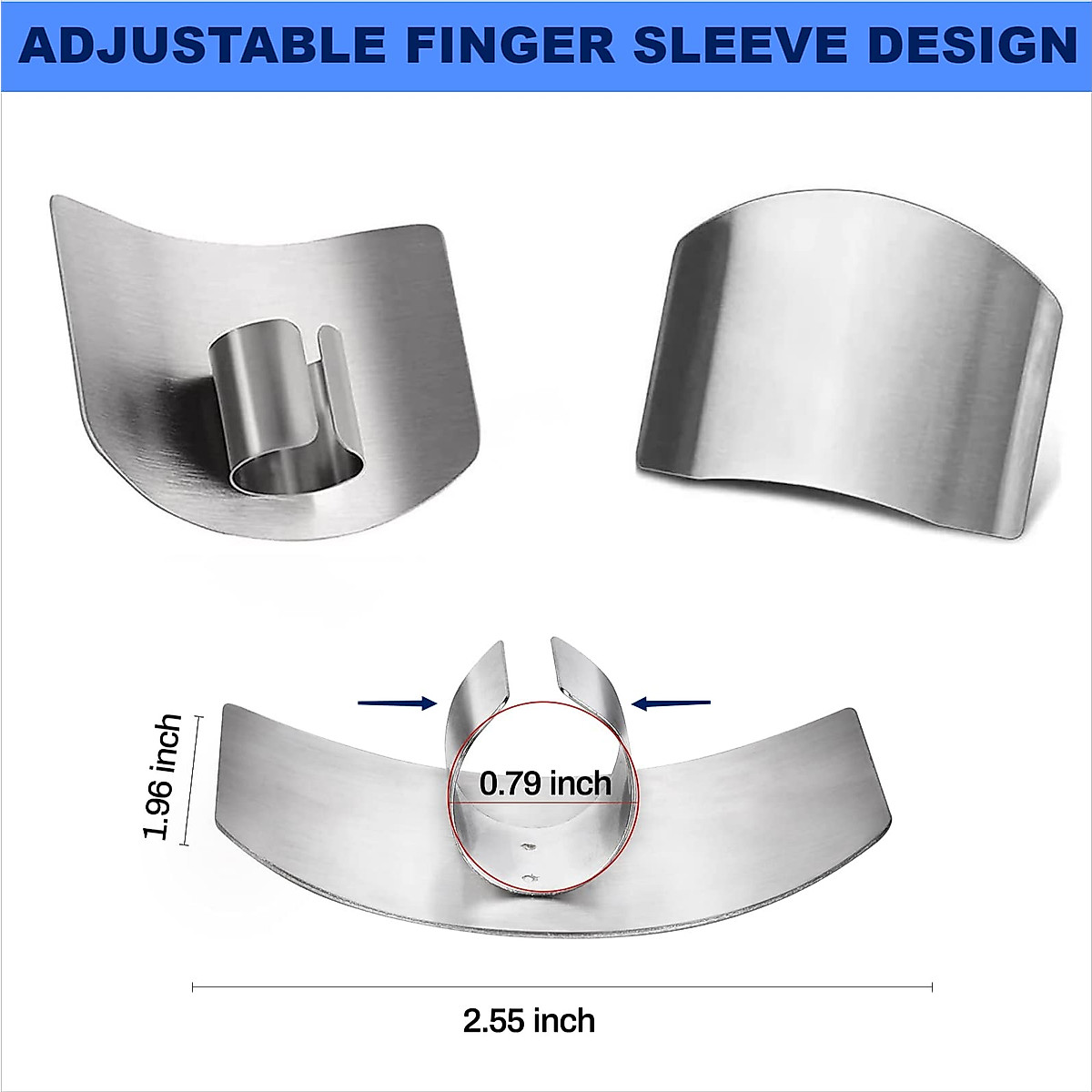 6 Pcs Finetaur ​Finger Guards for Cutting, Finger Protector for Cutting Food, Stainless Steel Finger Guard for Cutting Vegetables, Finger Protectors for Dicing and Slicing (Single Finger)