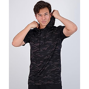 3 Pack: Mens Dry Fit Moisture Wicking Short Sleeve Active Athletic Hoodie Pullover Sweatshirt Workout Running Fitness Gym Sports Casual Tee Outdoor Summer Hiking Beach Outfit- Set 5, L