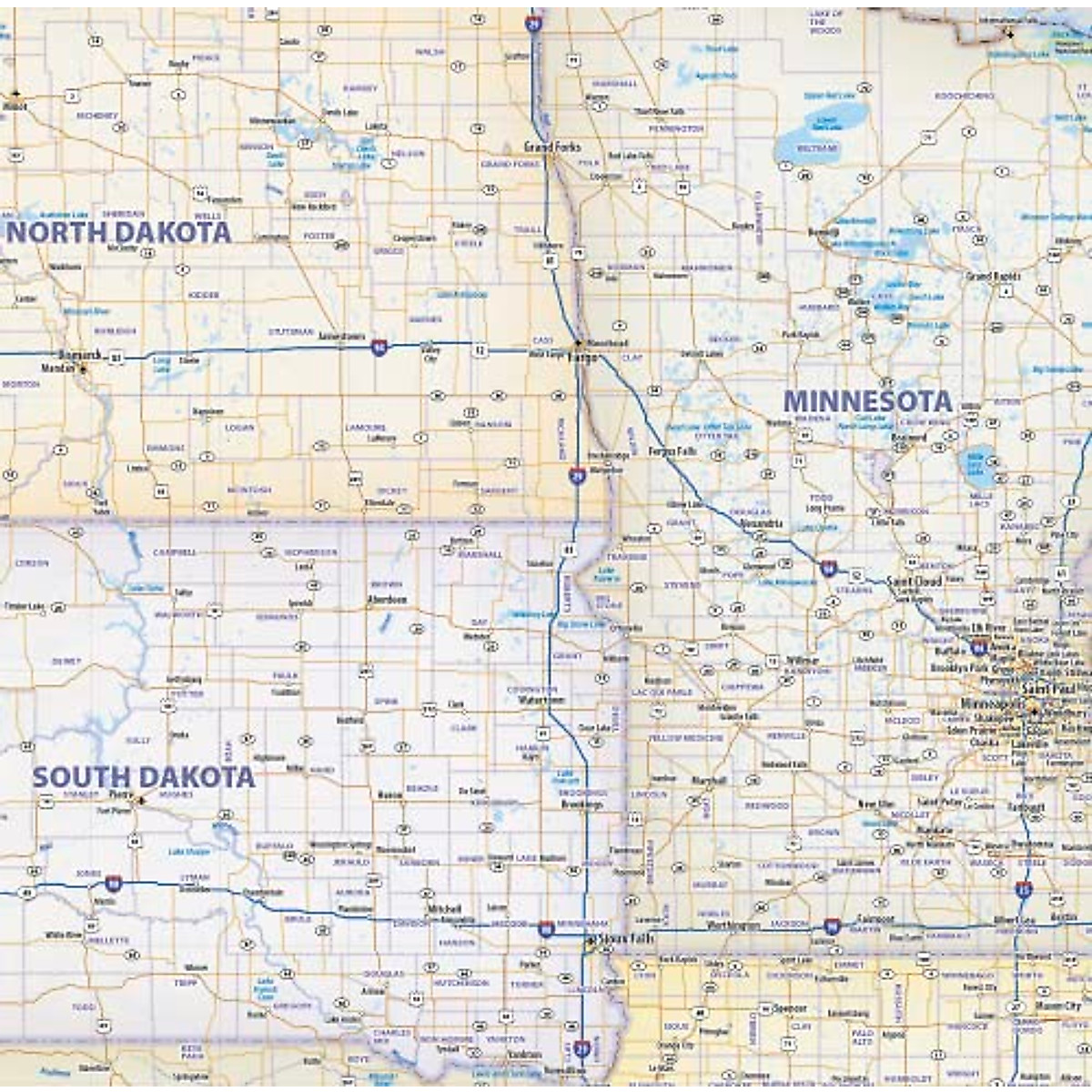 Central US Laminated Wall Map (36” wide by 42” high)