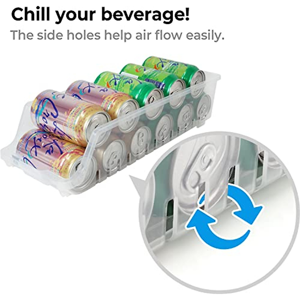 carrotez Soda Can Organizer 11-12 Standard Cans, Beverage Organizer for Refrigerator Pantry Freezer Kitchen Organization and Storage, Beverage Soda Dispenser Plastic BPA Free Storage Rack