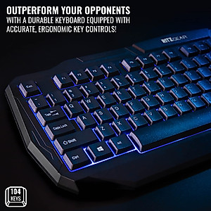RitzGear Blue Gaming Kit I 4-in-1 LED Combo with Multimedia Keyboard, Optical Mouse, Mouse Pad & Headset with Adapter with CR4-X 4" Monitors and 24 Pack Acoustic Soundproof Wedge Panels