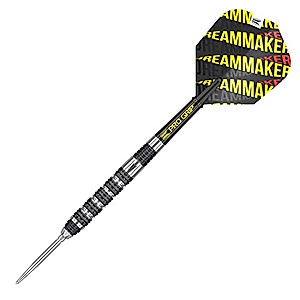 Target Darts Dimitri Van den Bergh Dream Maker 22G 80% Tungsten Swiss Point Steel Tip Darts Set, Black, Yellow and Red (DIMI80% Steel)