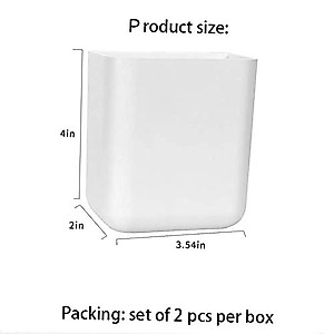 MOSUNKA Self Adhesive Wall Mounted Storage Box Bathroom Makeup Wall Organizer White Pen Holder Remote Cellphone Holders for Bedroom Home Decor Kicthen Room 2Pcs